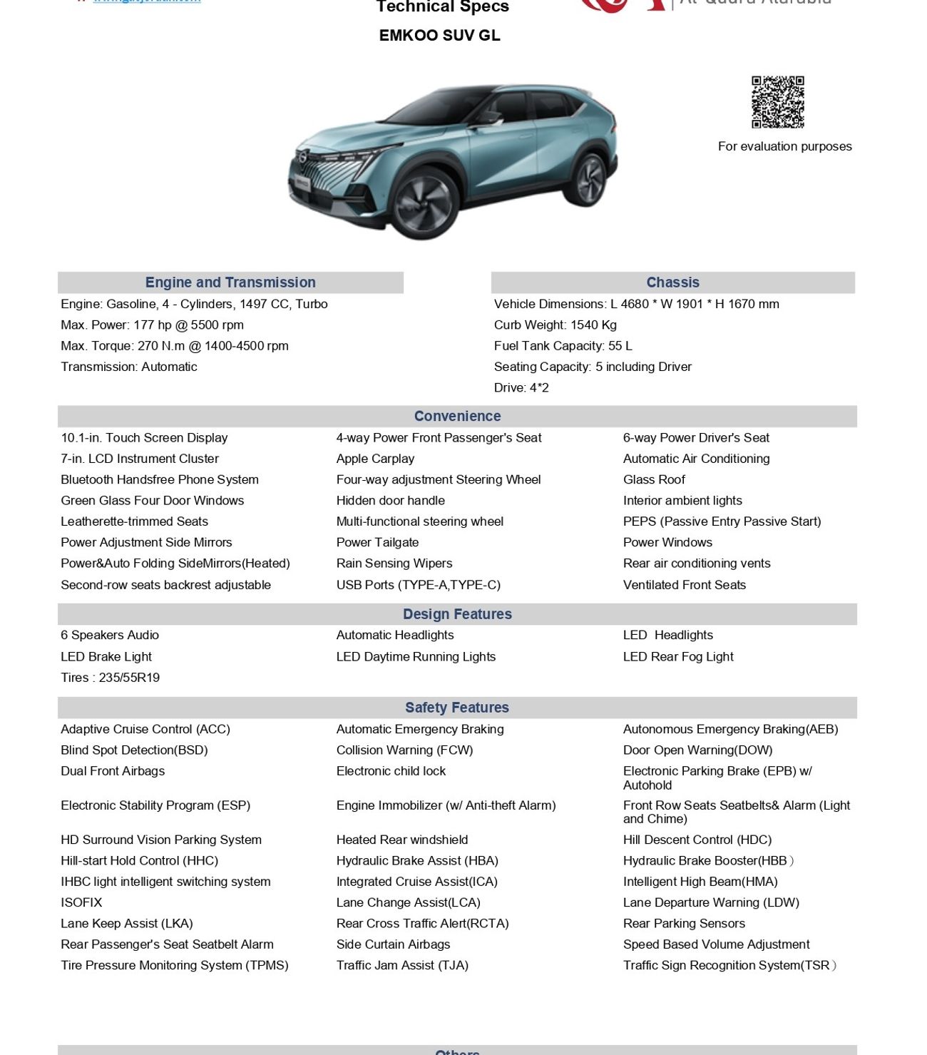 New GAC EMKOO SUV GL, 1.5L TURBOO ENGINE, MODEL 2025 , FULL OPTION 2025 ...