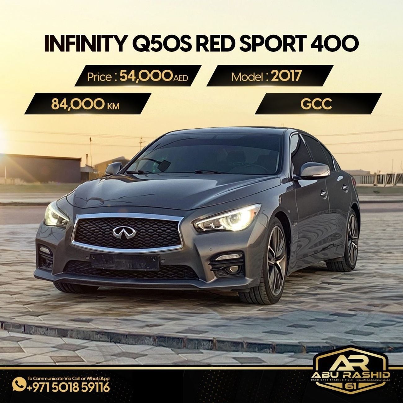 Used Infiniti Q50 Red Sport 400 2017 for sale in Dubai - 781040